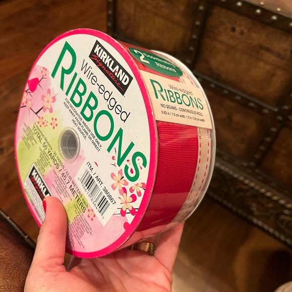 Holiday | New Kirkland Signature Wire Edged Ribbon Red And White 5 ...